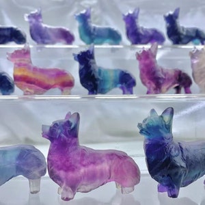 2.4" Natural Fluorite Corgi,crystal Quartz,hand Carved Corgi, Crystal ...