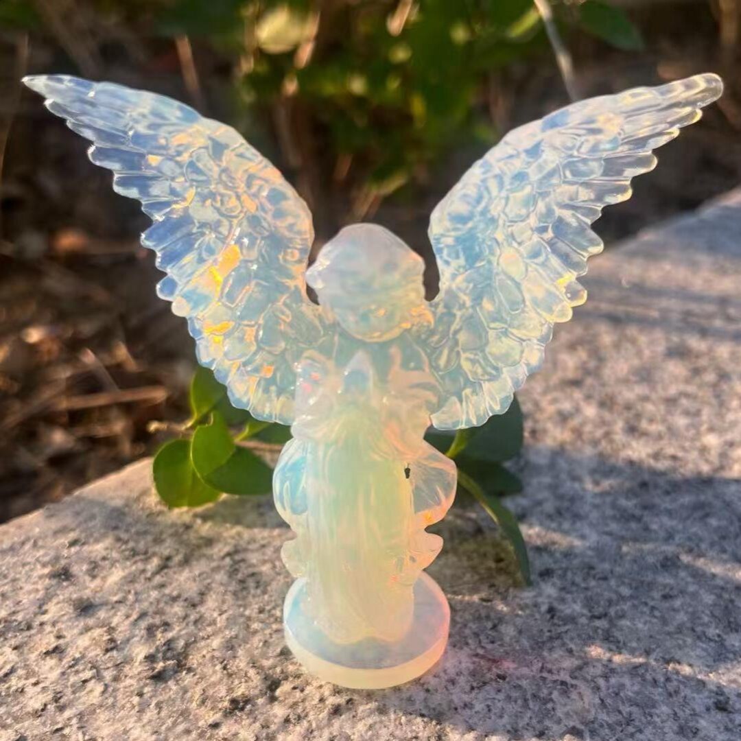 Synthetic Opal Angel: Hand Carved Crystal Figurine, Healing Decor - Etsy