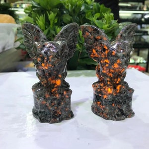 Yooperlite Crystal Gargoyle: Hand Carved Healing Decor, 4" - Etsy