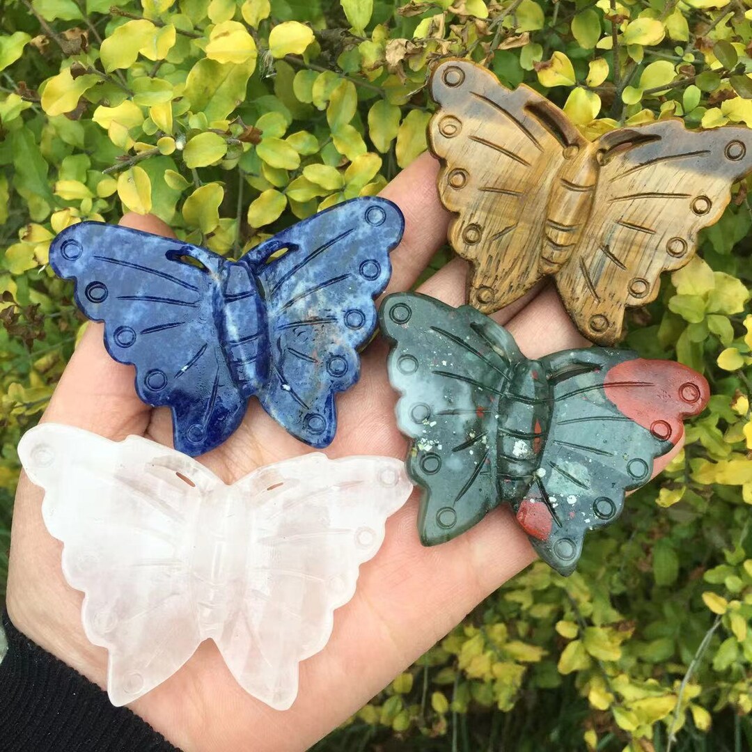 2.8natural Butterfly Crystal quartz Carved crystal Butterfly, Hand ...