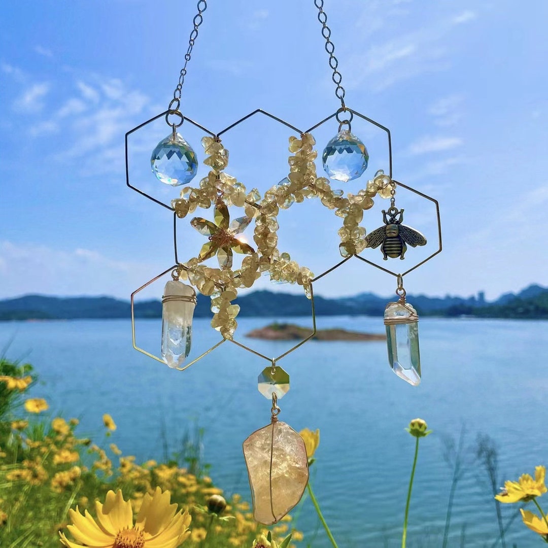 Crystal Beehive Suncatcher: Quartz Prism Window Hanging Decor - Etsy