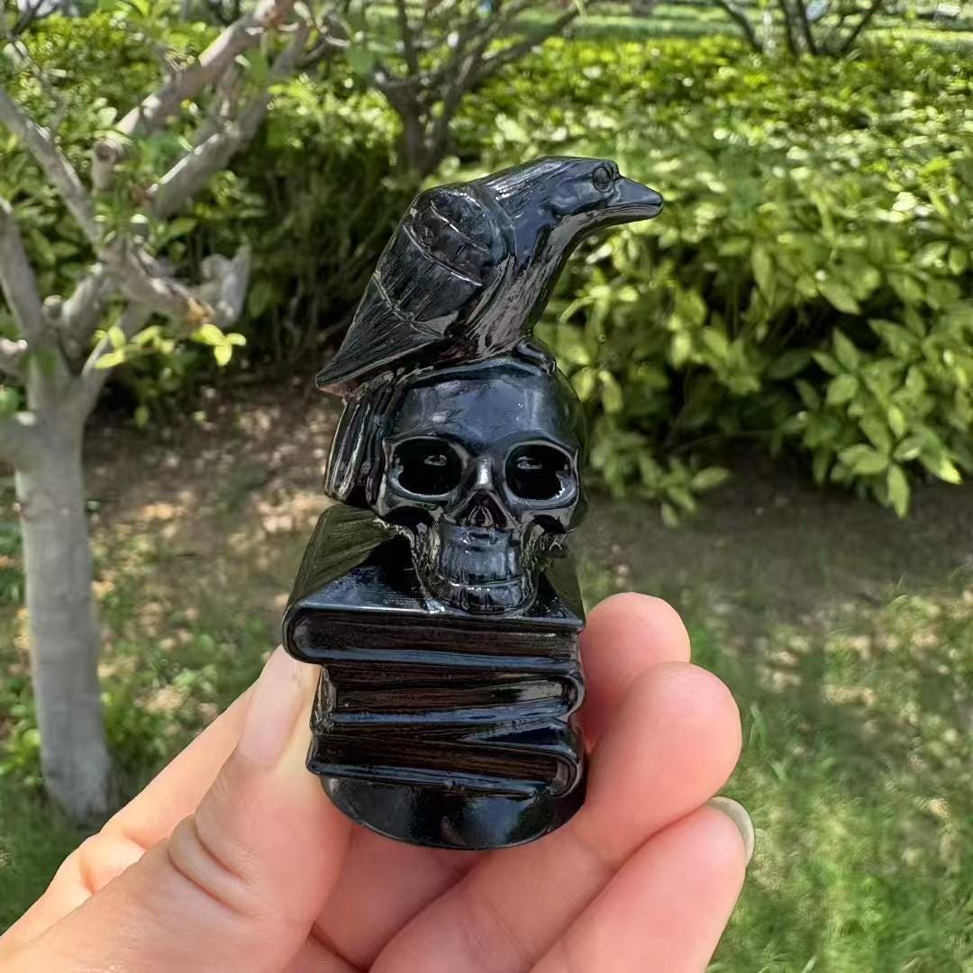 Obsidian Raven Crystal: Hand Carved Reiki Healing Stone, Home Decor ...