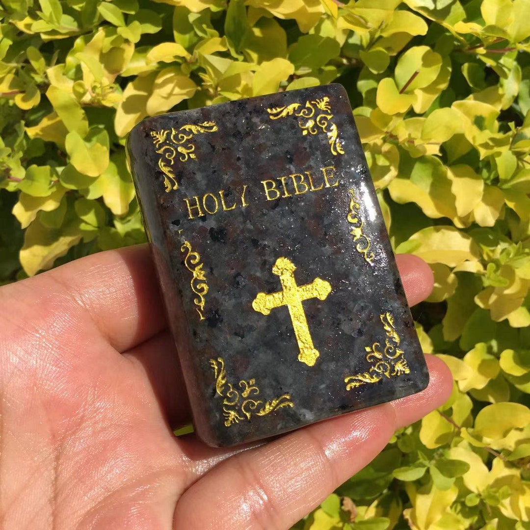 3" Natural Yooperlite Bible,hand Carved Bible ,quartz Crystal Holy Writ ...