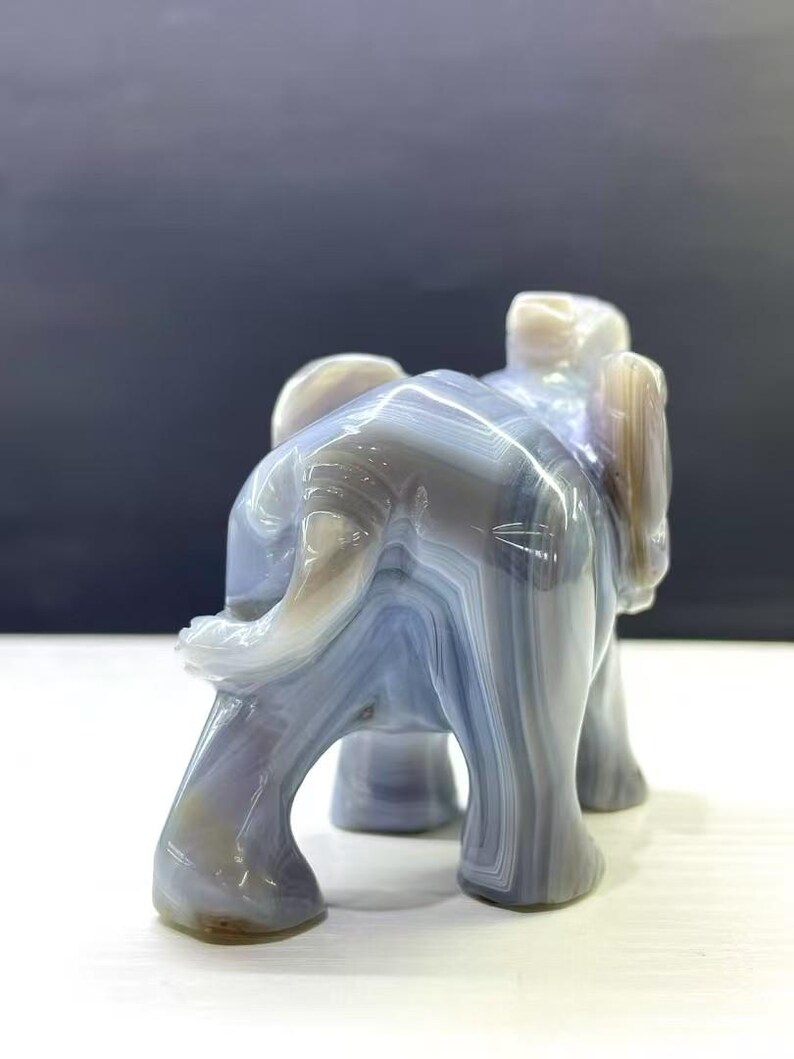 Hand Carved Agate Elephant Figurine: Gemstone Healing Decor，crystal ...