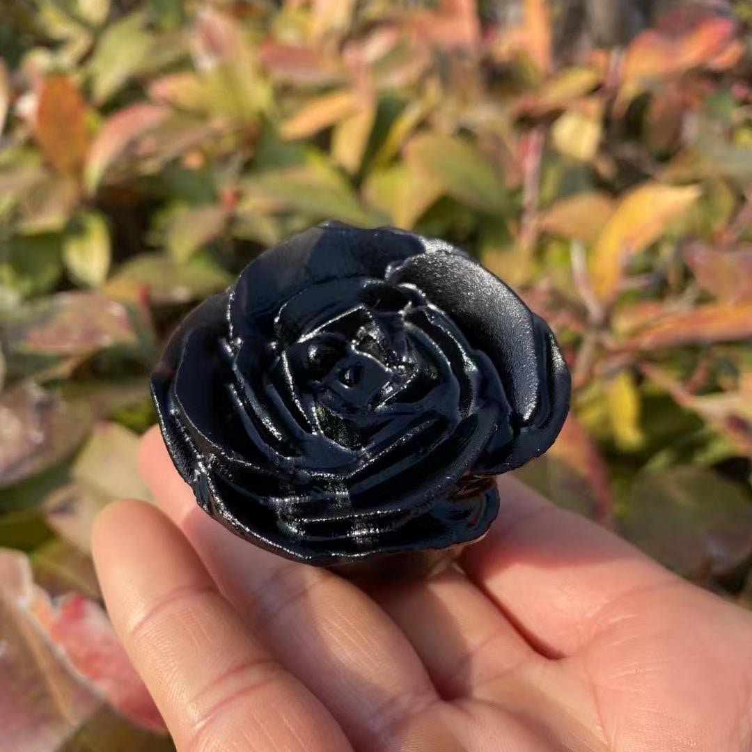 1.8" Natural Crystal Obsidian Rose Hand Carved,crystal Quartz,crystal ...