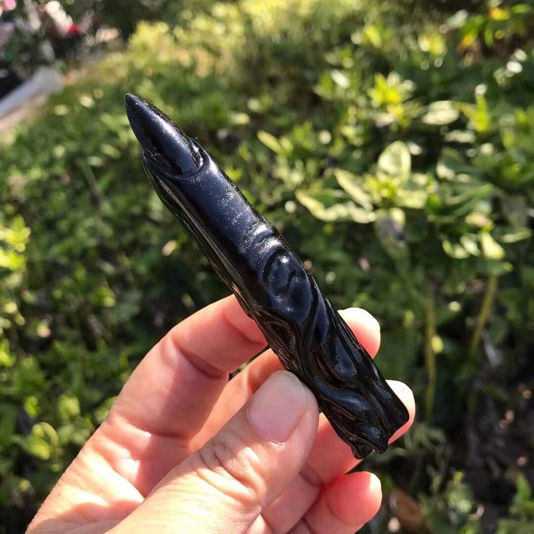 Carved Obsidian Finger Skull: Crystal Healing Decor - Etsy