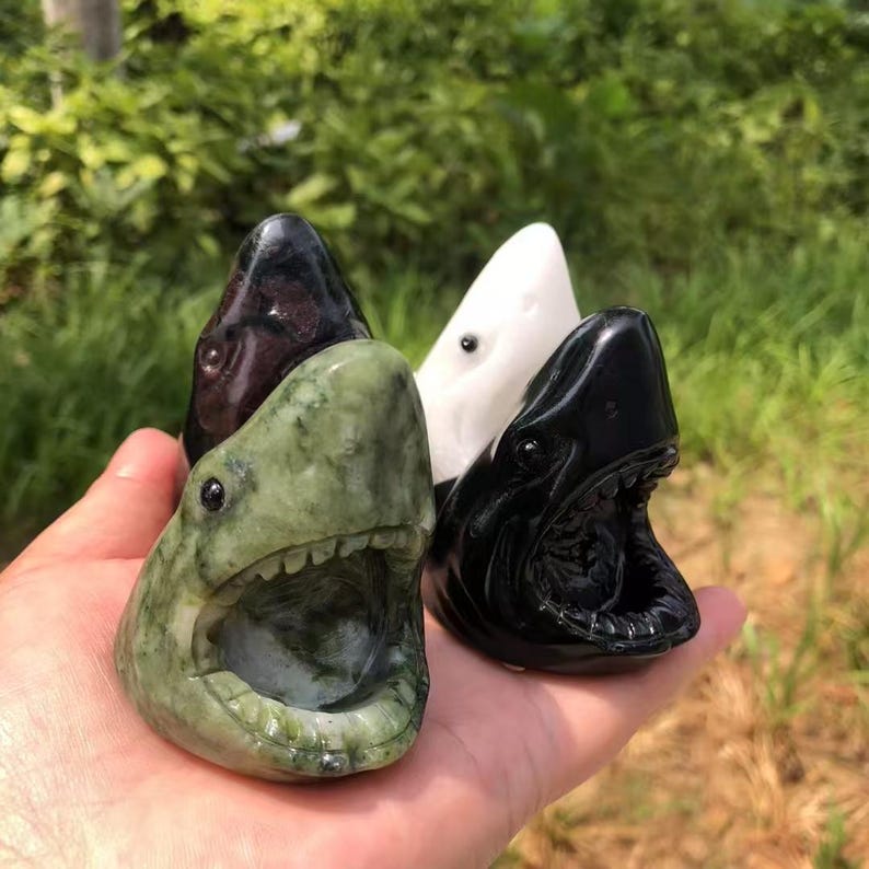 Crystal Shark Head Carving: Natural Quartz Reiki Healing Decor - Etsy