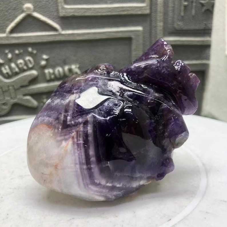 Hand Carved Dream Amethyst Crystal Heart - Healing Decor (450g) - Etsy