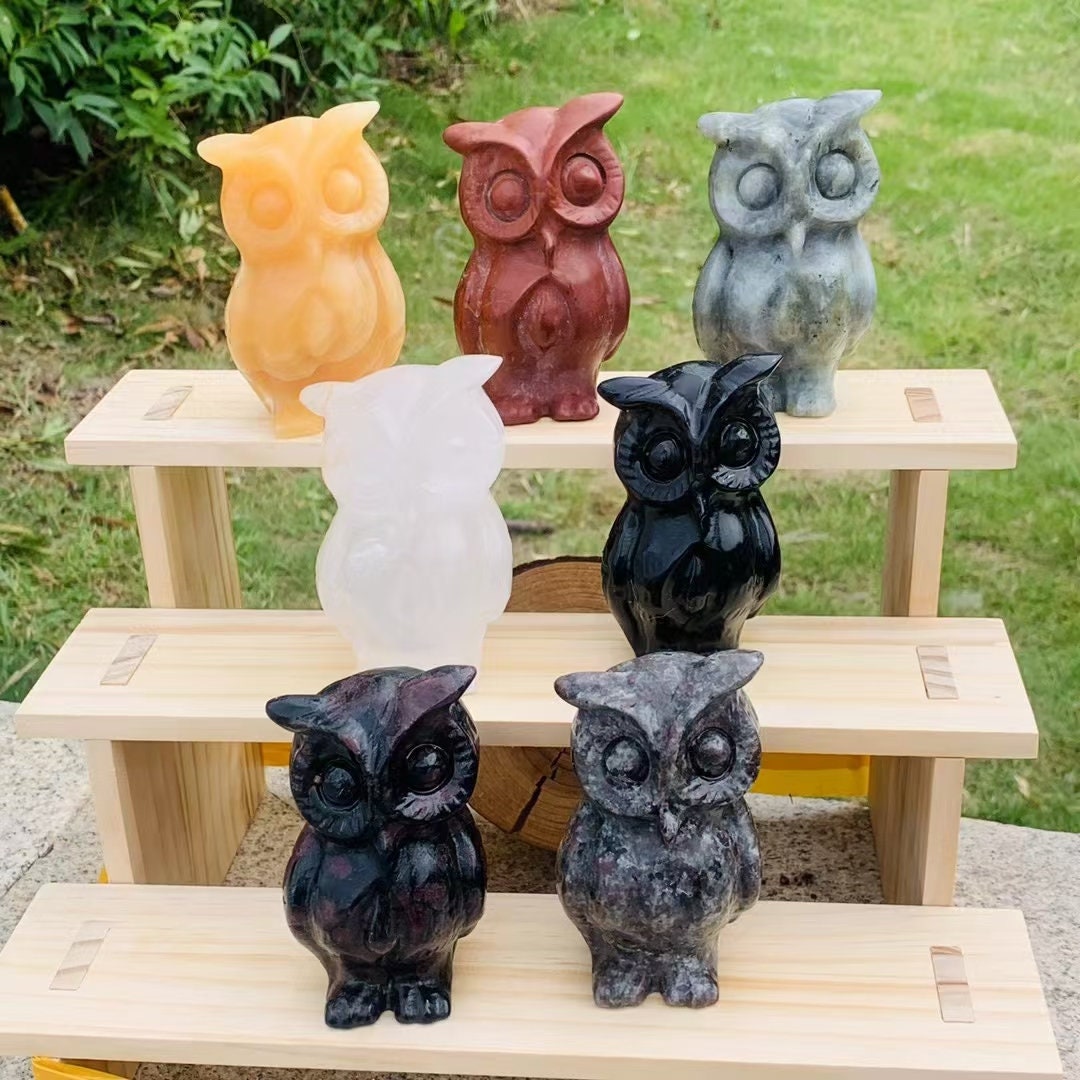 4”natural Crystal Owl,hand Carved Owl,quartz Crystal Owl ,crystal ...