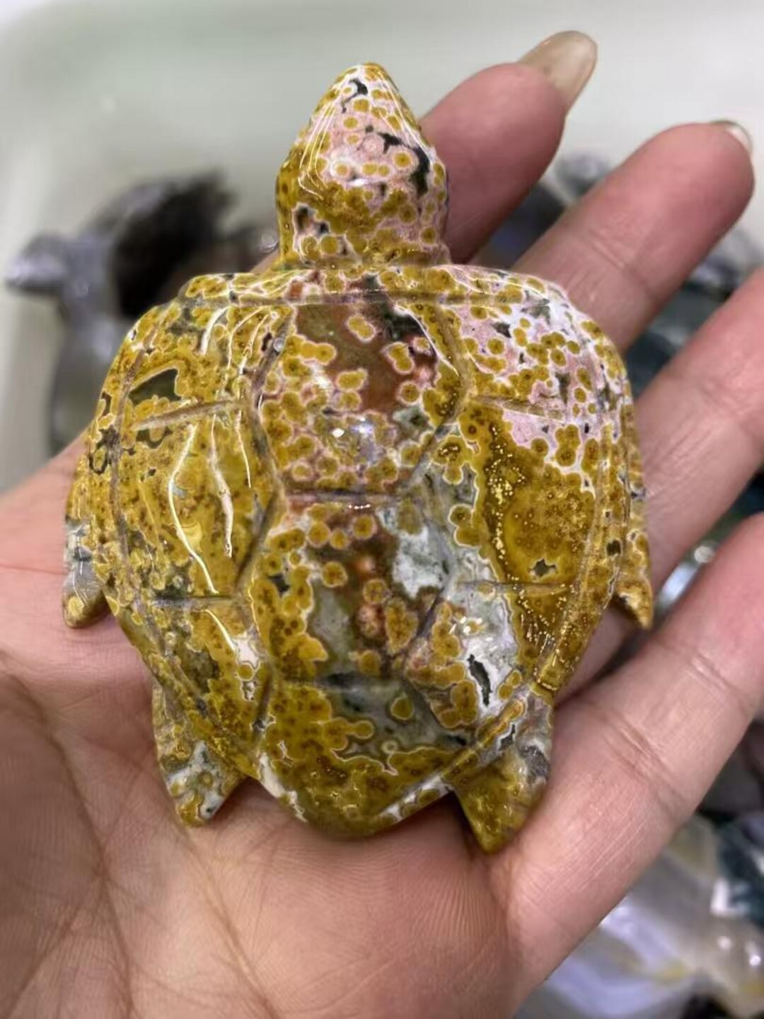 3.6" Natural Crystal Moss Agate Sea Turtle ,hand Carved Sea Turtle ...