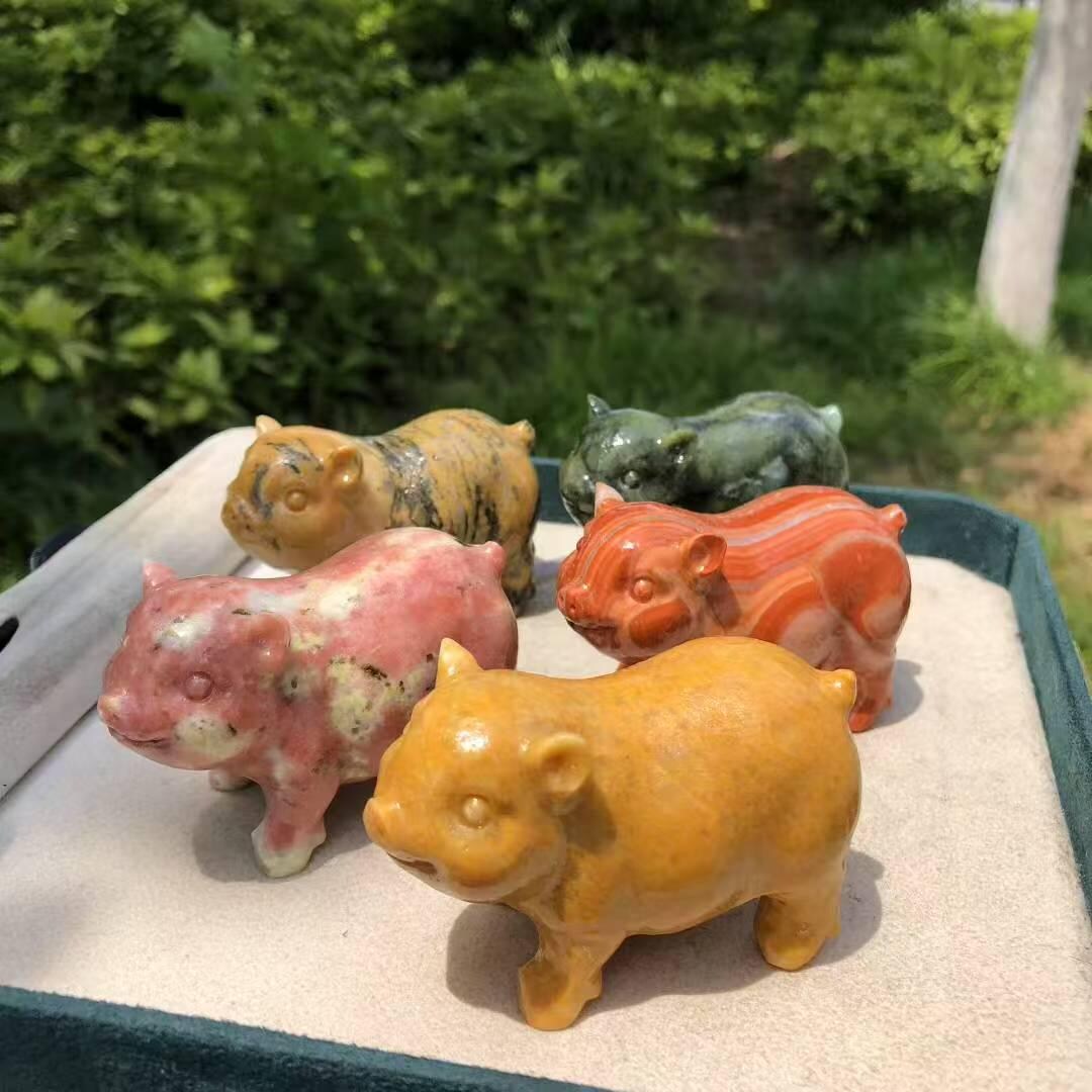 2.8"natural Lovely Pig Statue, Hand-carved Gemstone Pig,crystal Pig ...