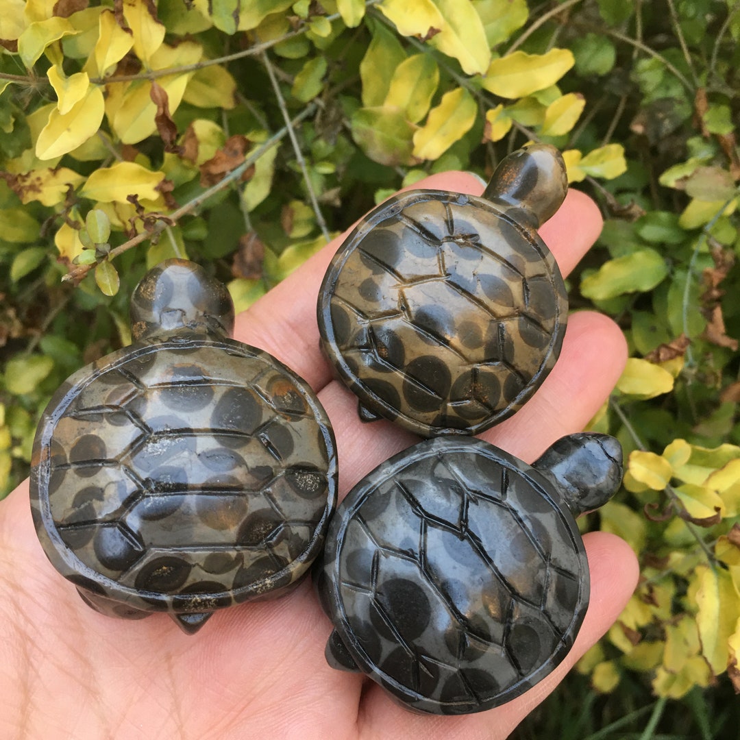 1.8" Natural Leopard Stone Sea Turtle ,hand Carved Sea Turtle ,crystal ...