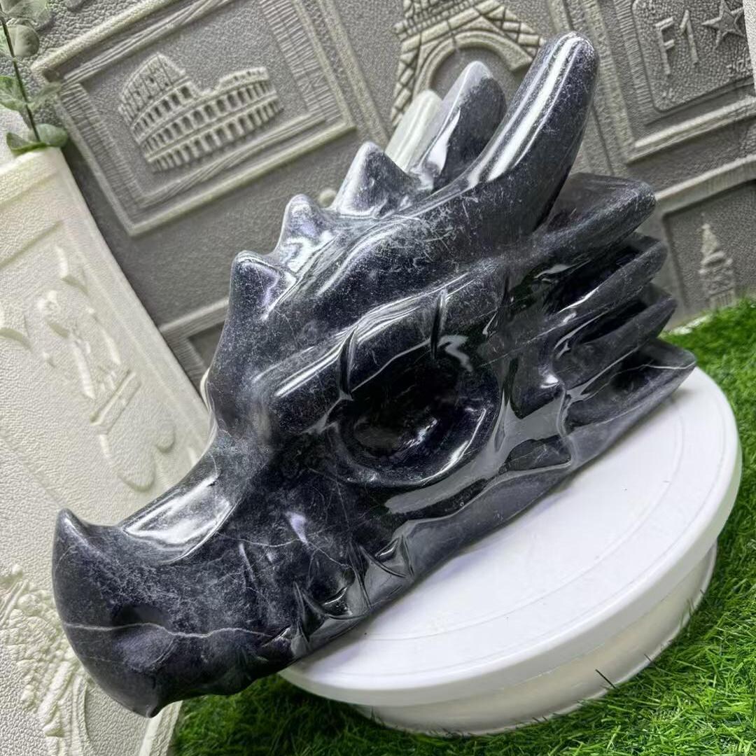 23.3LB Natural Crystal Tai Chi Stone Dragon Head,hand Carved Dragon ...