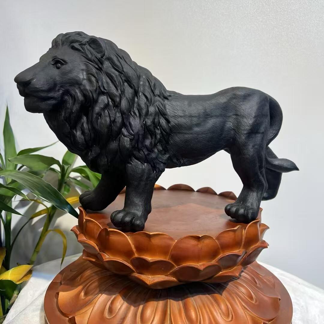 12" Natural Obsidian Lion Carving: Crystal Animal Decor - Etsy