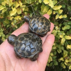 1.8" Natural Leopard Stone Sea Turtle ,hand Carved Sea Turtle ,crystal ...