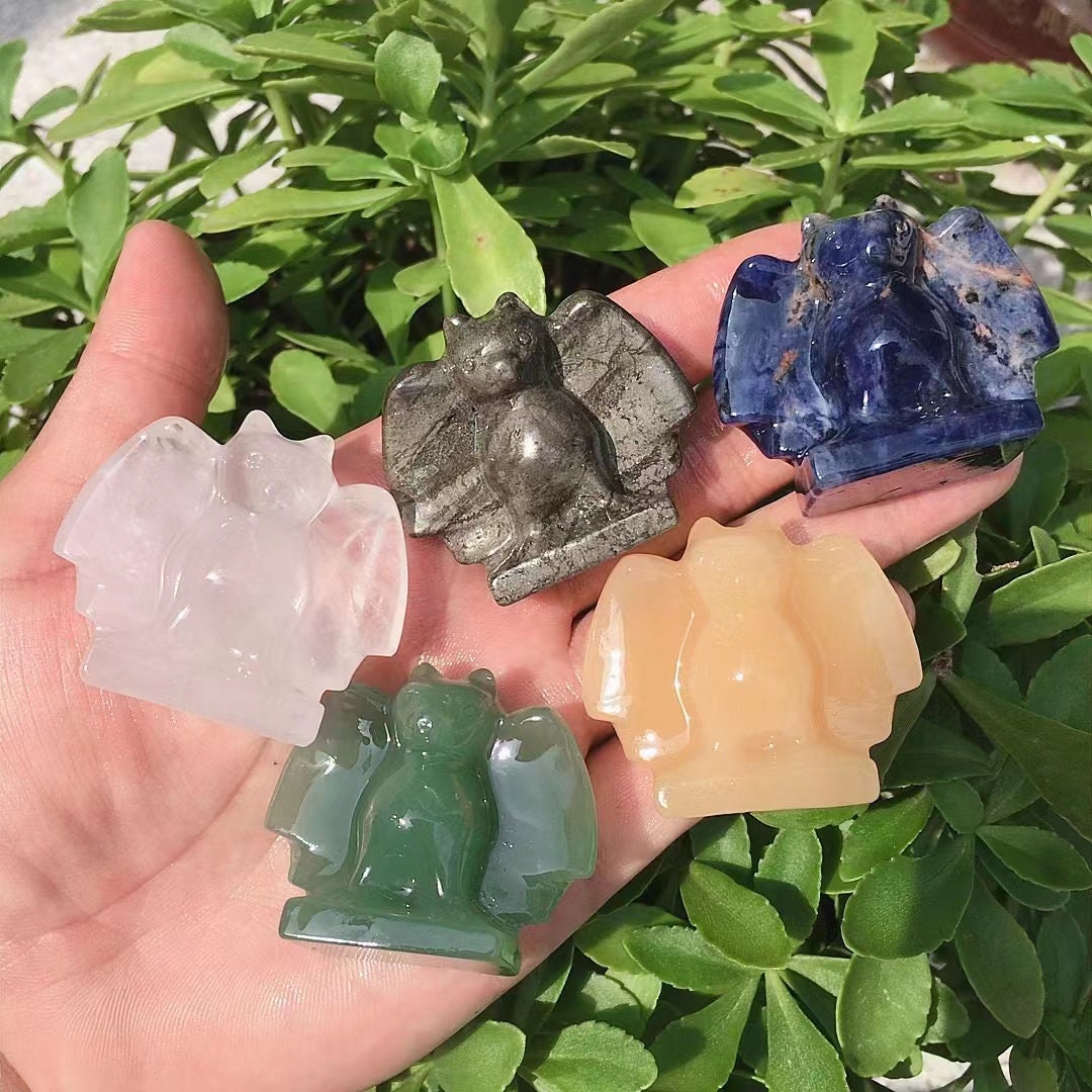 1.6natural Crystal Quartz,carved Bat, Crystal Quartz Bat Skull ,hand ...