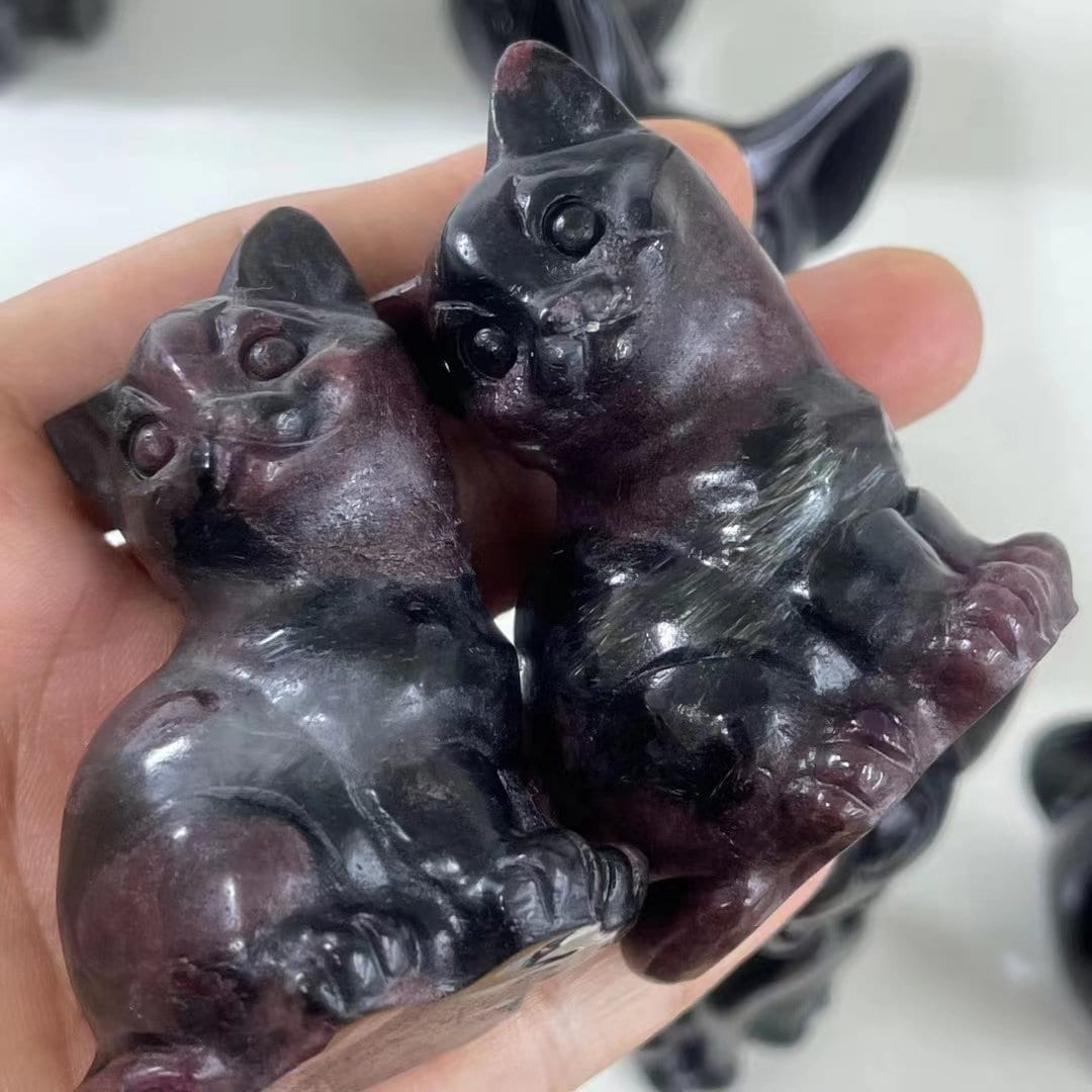 Hand Carved Garnet Crystal Cat: Healing Home Decor (2.2") - Etsy