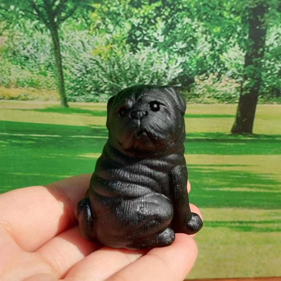 2.2" Natural Crystal Obsidian Dog,hand Carved Dog,crystal Animal ...