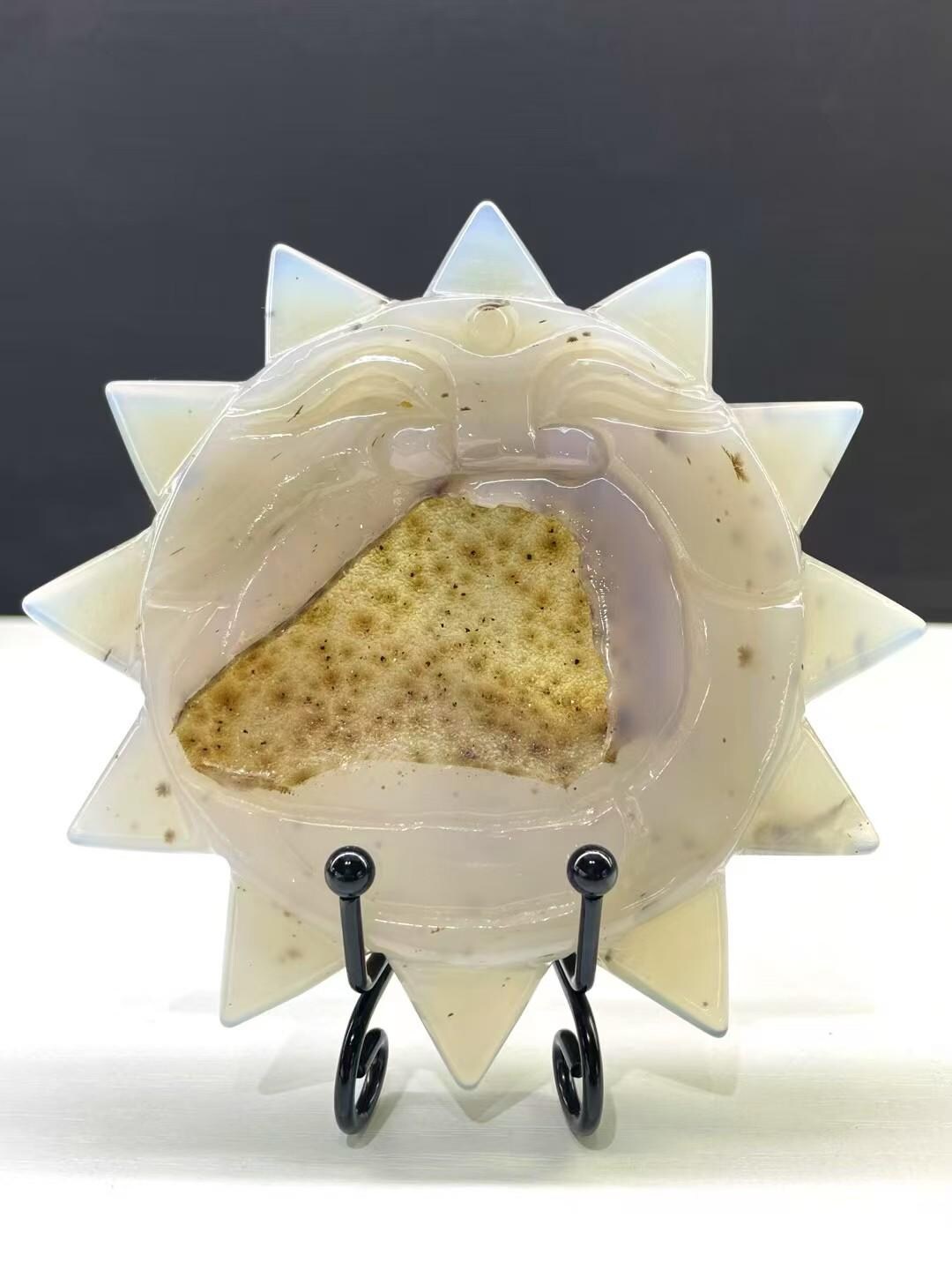 Agate Geode Solar Deity Carving: Natural Crystal Reiki Healing Decor ...