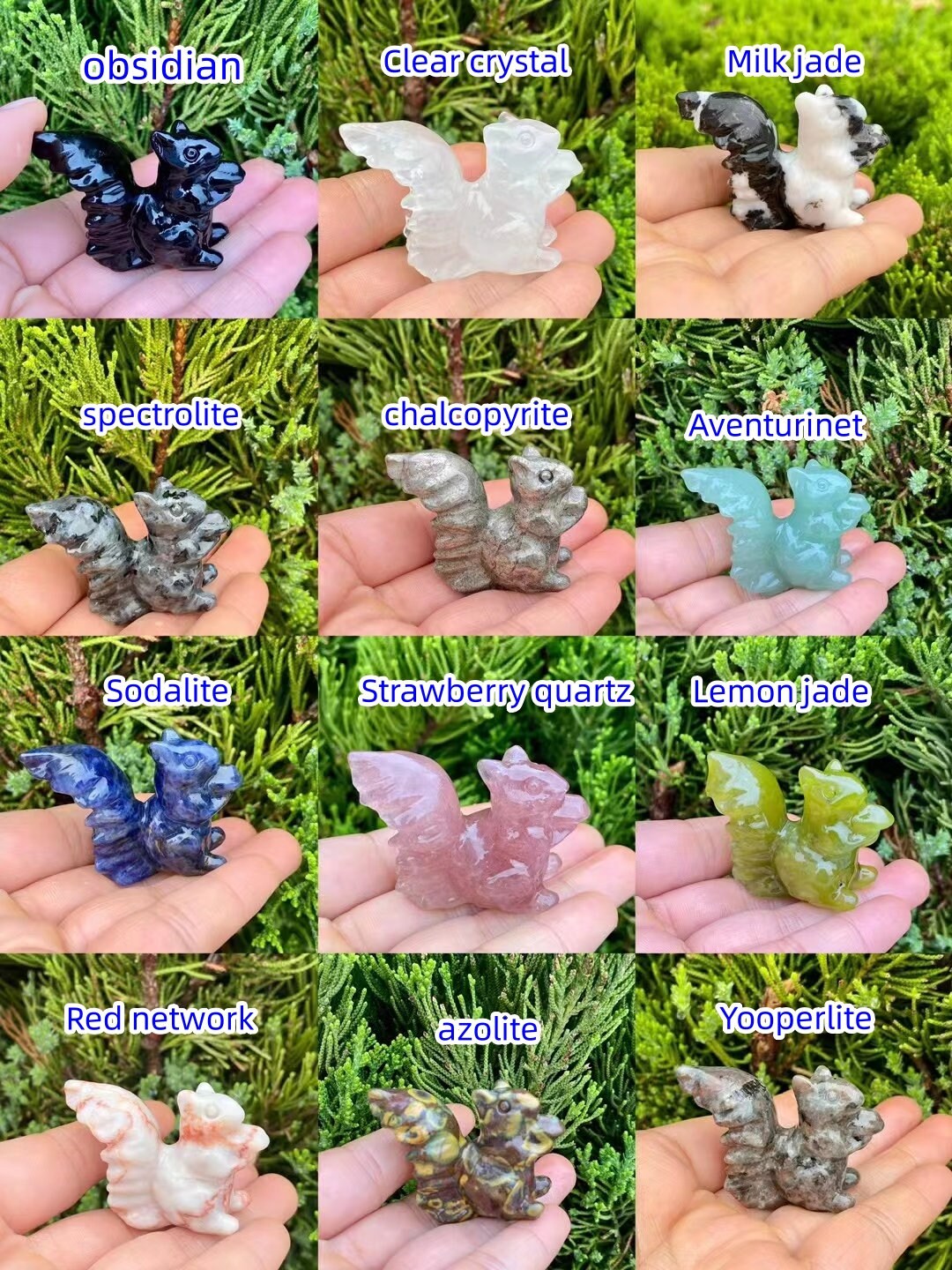 2 Natural Crystal Quartz,hand Carved Squirrel ,crystal Squirrel Skull ...