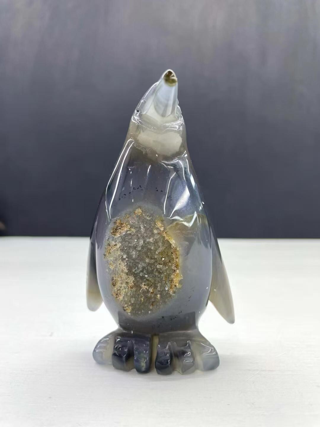 Natural Geode Agate Penguin,hand Carved Penguin,crystal Animal ...