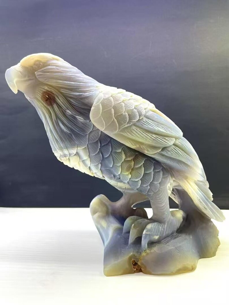 Hand Carved Agate Geode Eagle Specimen: Gemstone Healing Decor,crystal ...