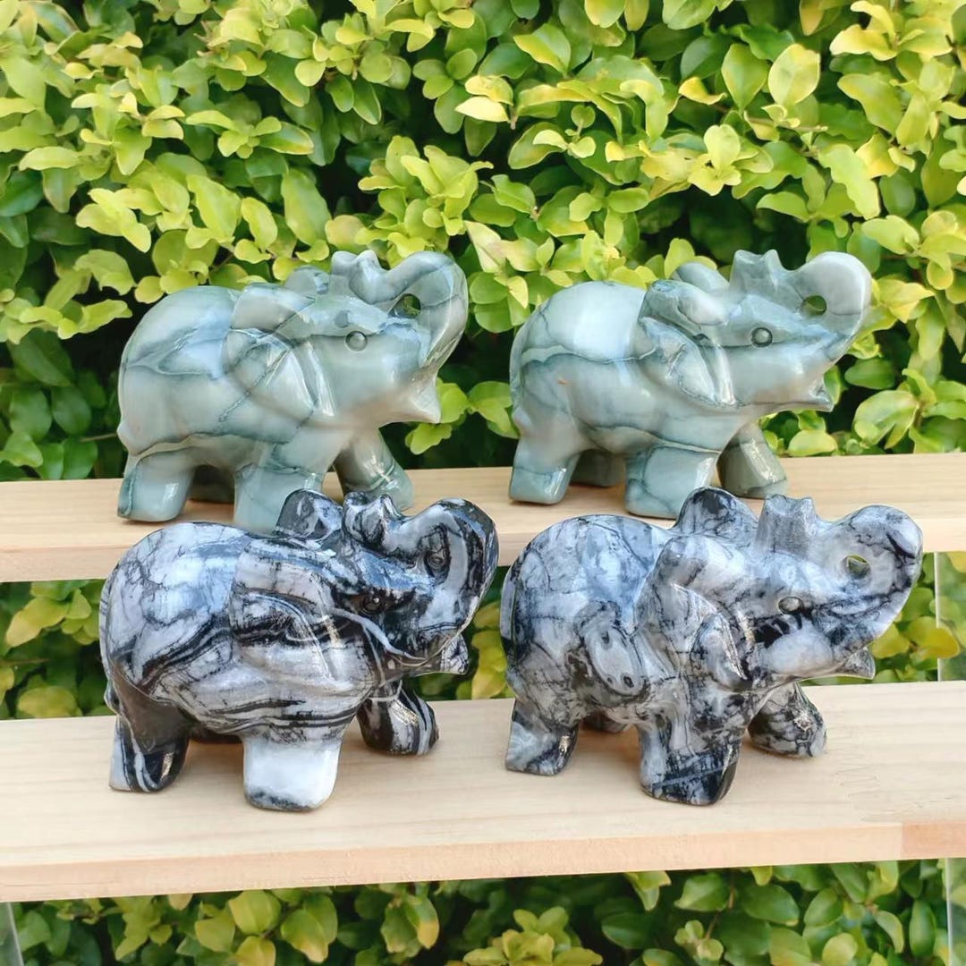 3" Natural Crystal Elephant ,hand Carved Elephant, Quartz Crystal ...