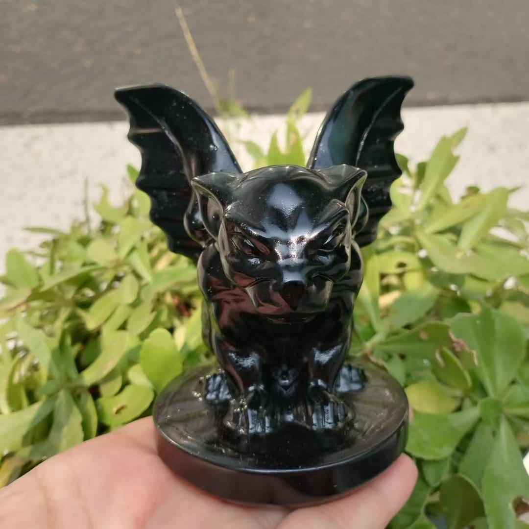 Hand Carved Obsidian Gargoyle: Healing Crystal Home Decor (4 Inch) - Etsy