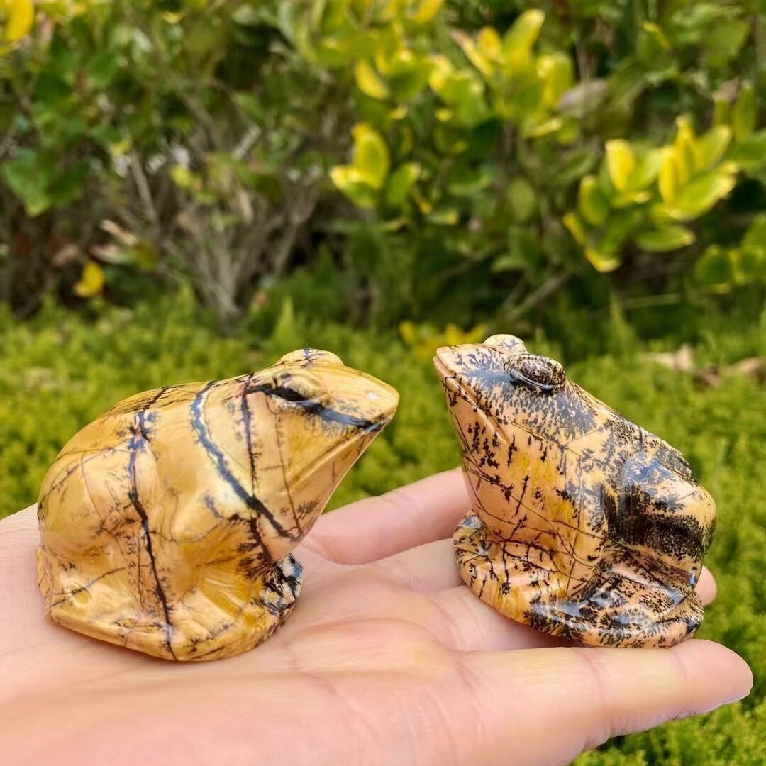 2.6natural Picture Stone Frog,hand Carved Frog,crystal Frog,hand ...