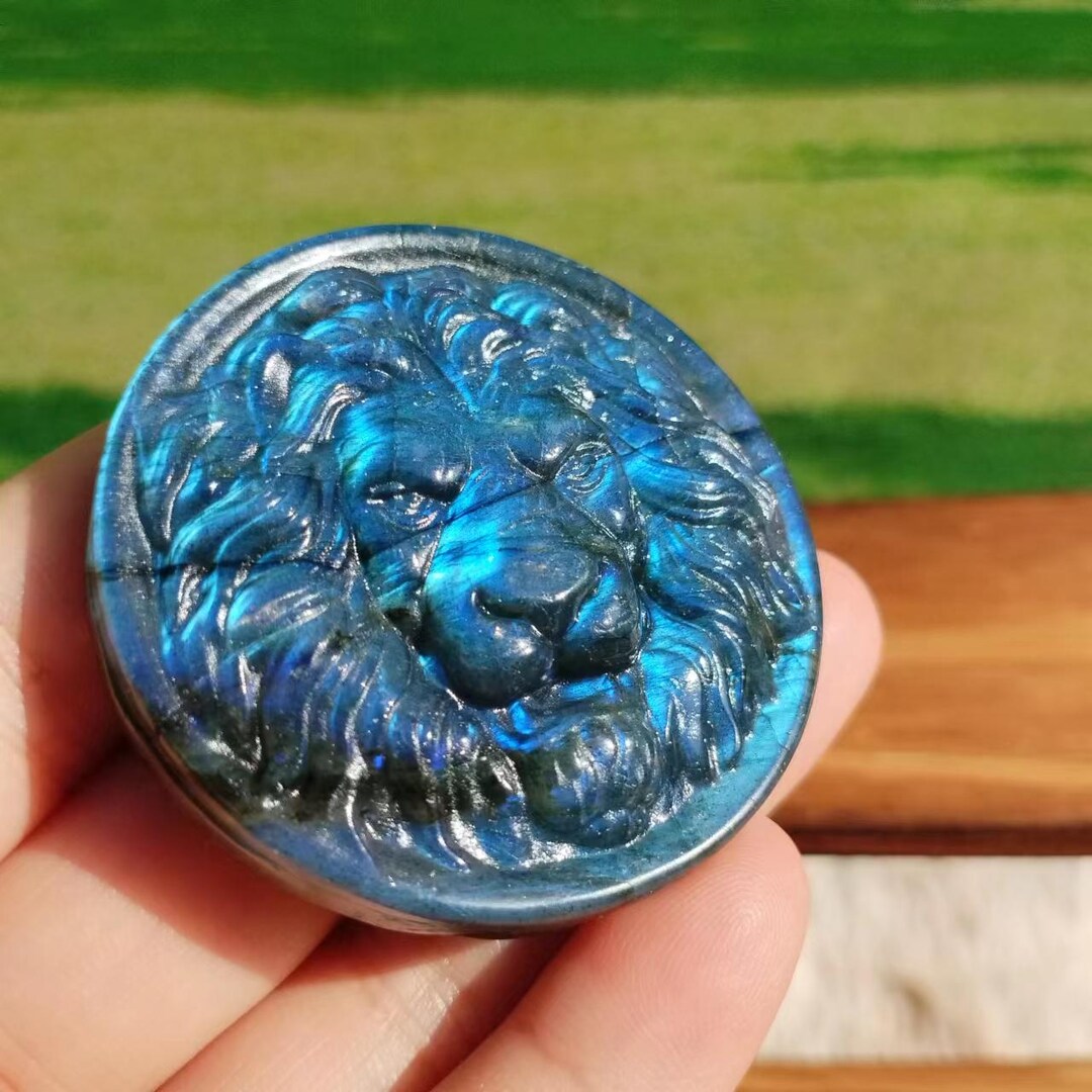 2“natural Crystal Labradorite Lion,hand Carved Lion ,quartz Crystal ...