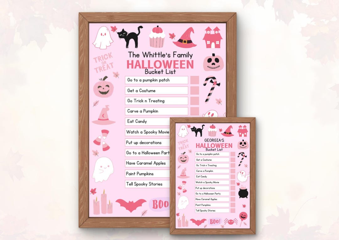 Personalized Printable Halloween Bucket List Customizable Spooky ...
