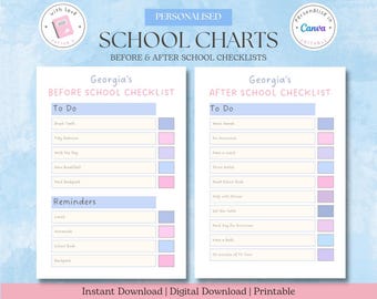 Printable School Checklist, Daily Routine Organizer, To-do List ...