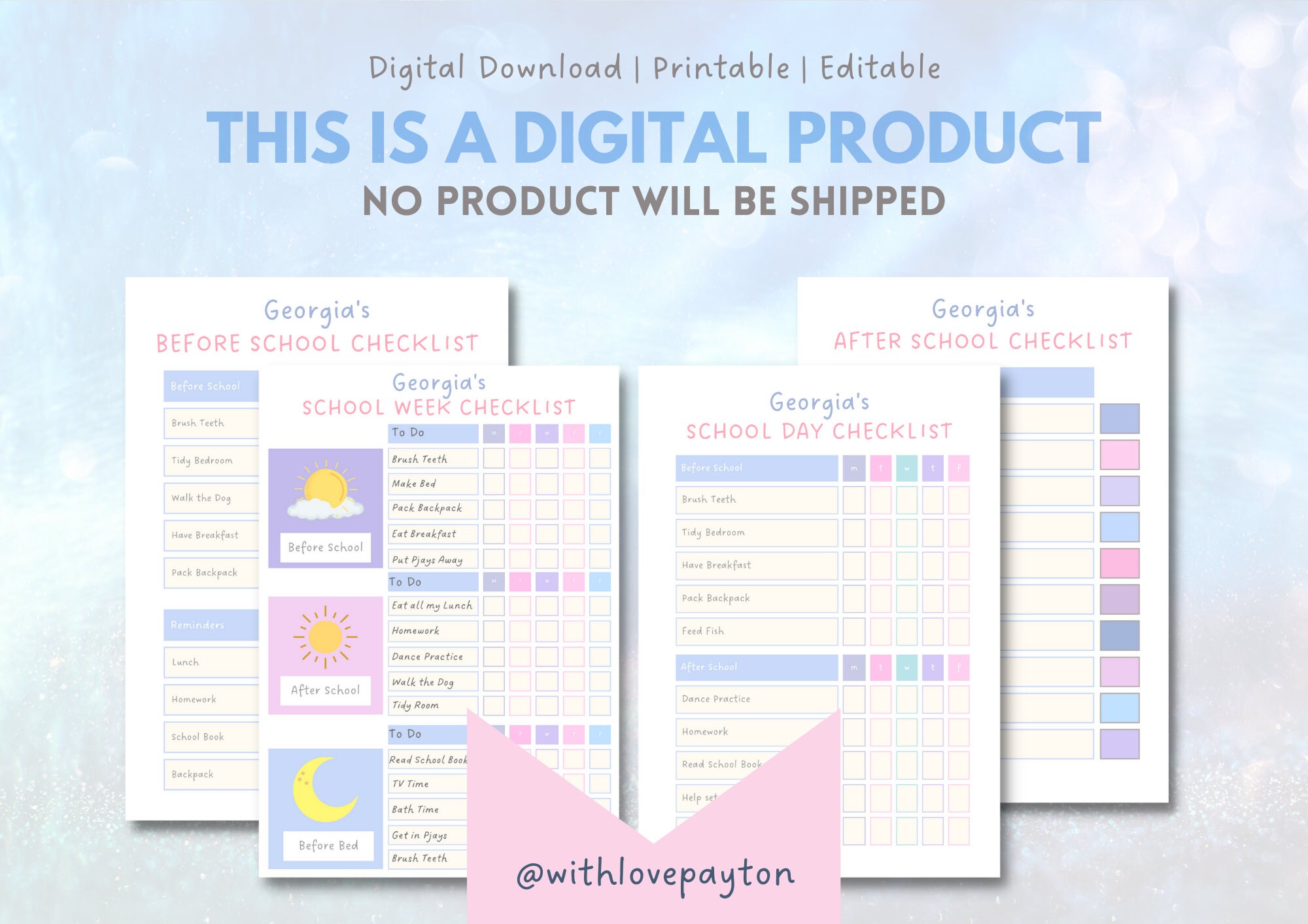 Printable School Checklist Daily Routine Organizer To-do - Etsy