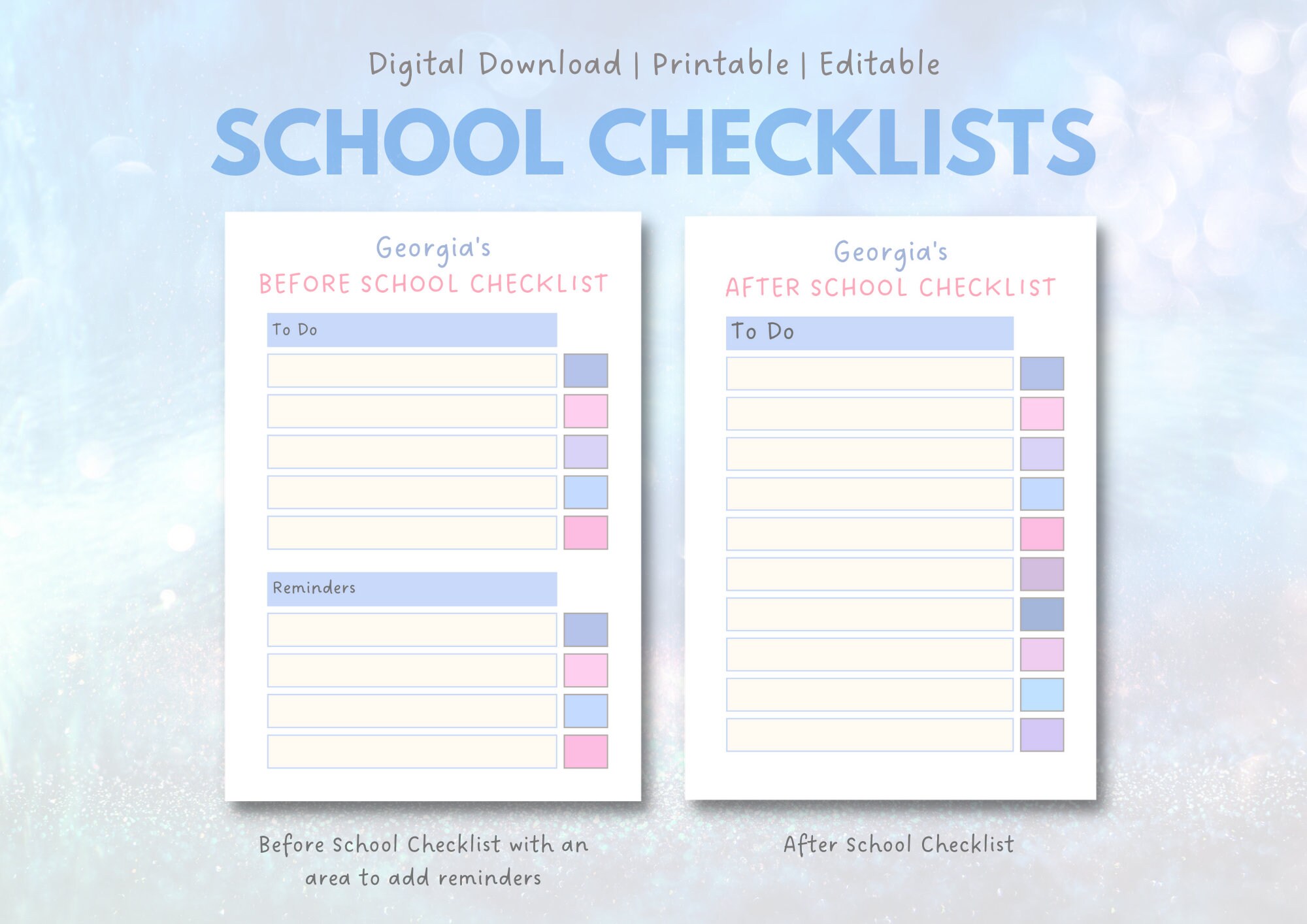 Printable School Checklist Daily Routine Organizer To-do - Etsy