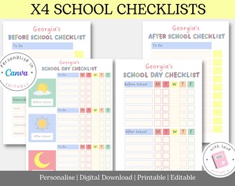 Printable School Checklist, Daily Routine Organizer, To-do Printable ...