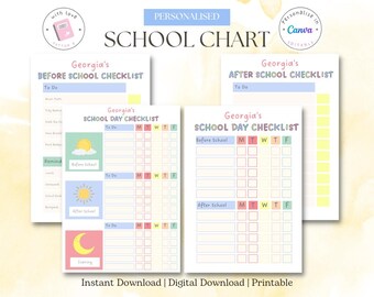 Printable School Checklist, Daily Routine Organizer, To-do List ...