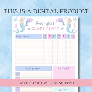 Printable Editable Mermaid-themed Daily Chore Chart Fun & Organized ...