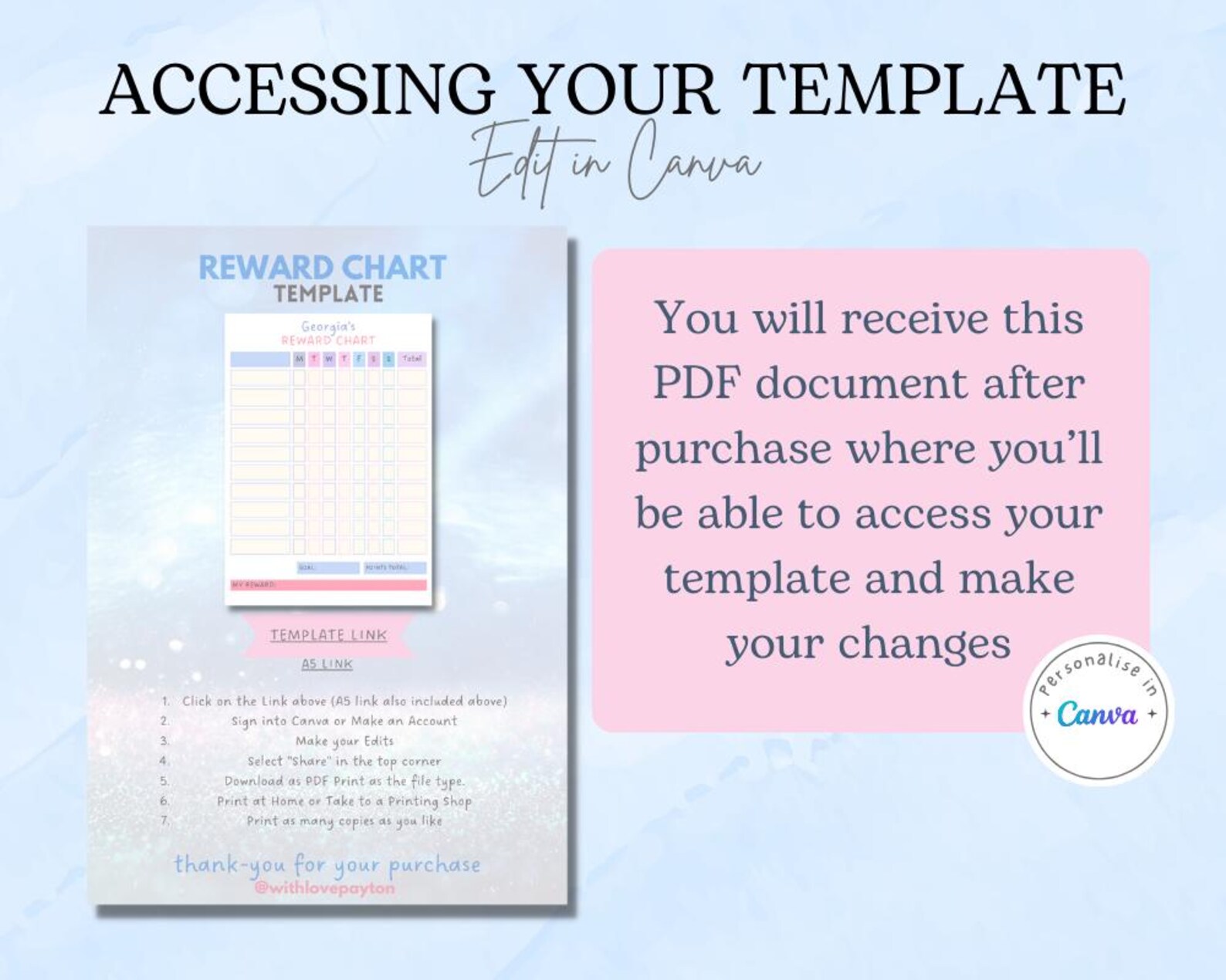 Editable Chore Chart, Printable Chore Chart, Kids Rewards Chart ...