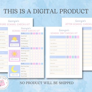 Printable School Checklist, Daily Routine Organizer, To-do List ...