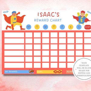 Editable Chore Chart, Printable Chore Chart, Kids Rewards Chart ...