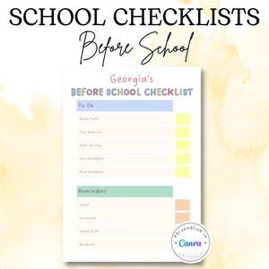 Printable School Checklist, Daily Routine Organizer, To-do Printable ...