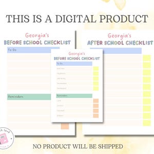 Printable School Checklist, Daily Routine Organizer, To-do Printable ...