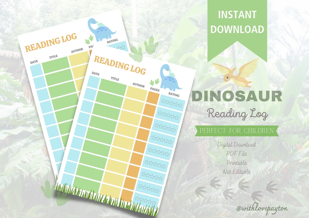 Dinosaur Reading Log Book Log Record & Review Books - Etsy