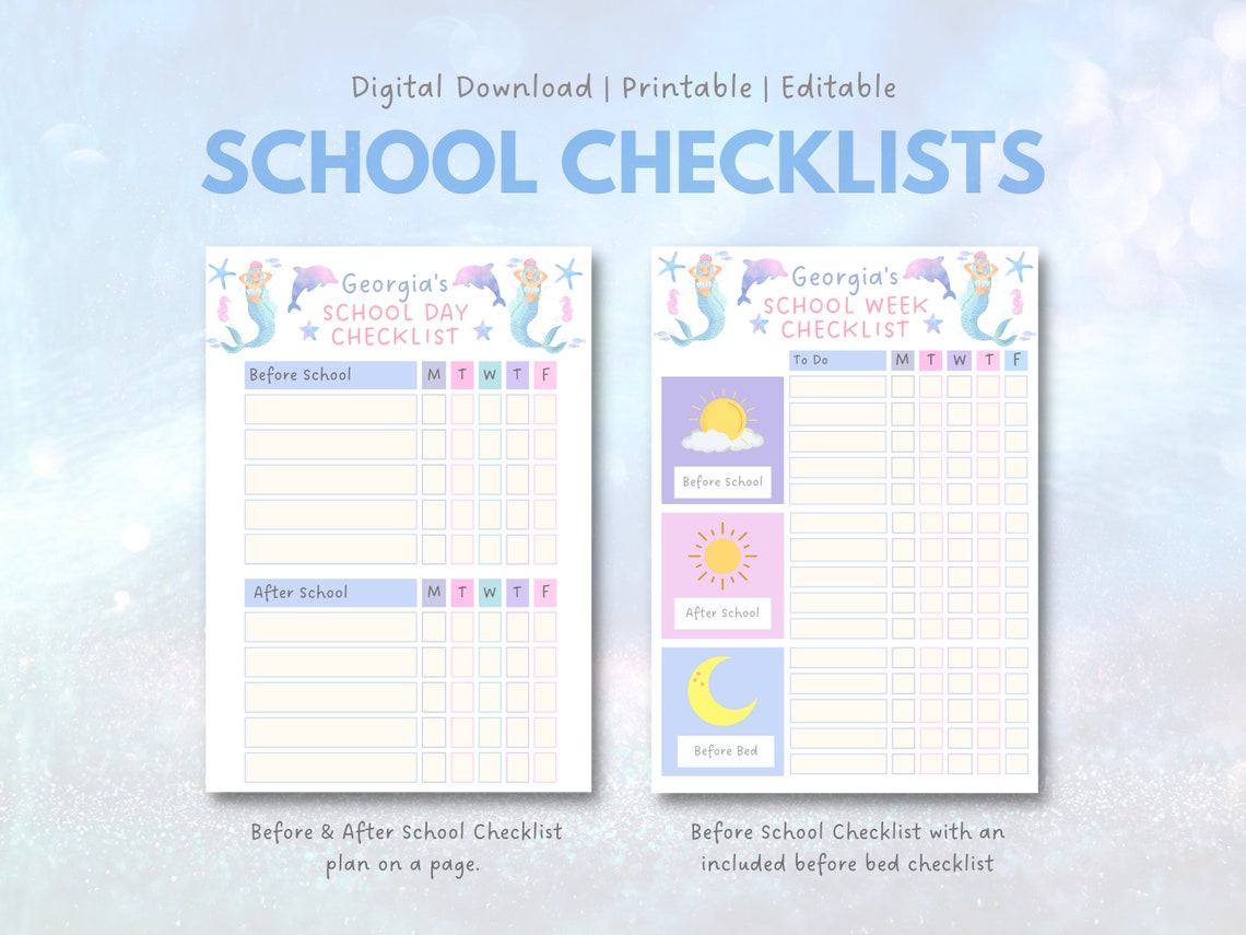 Printable School Checklist Daily Routine Organizer To-do - Etsy