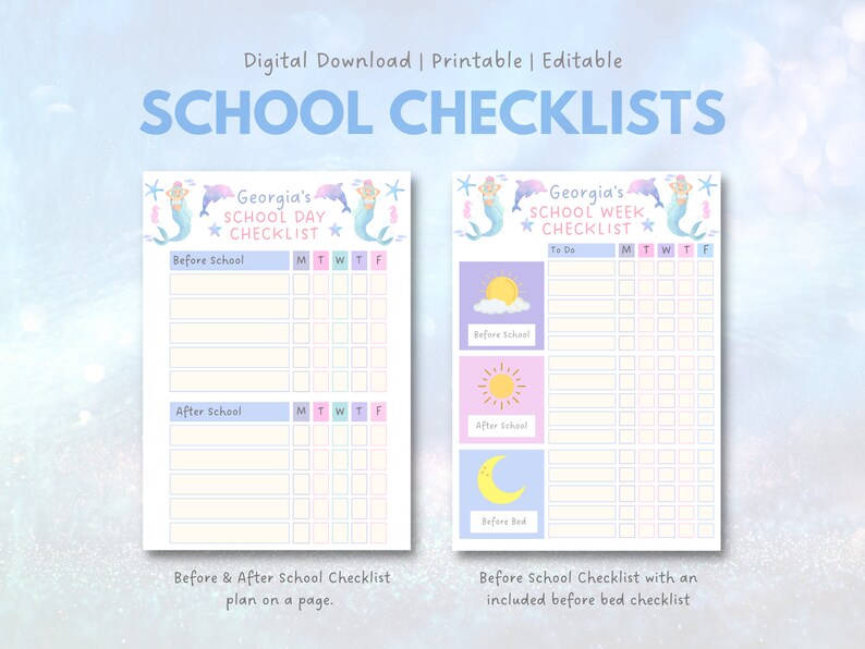 Printable School Checklist Daily Routine Organizer To-do - Etsy