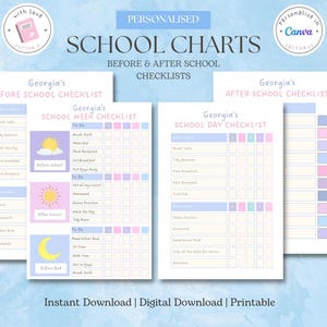 Printable School Checklist, Daily Routine Organizer, To-do List ...