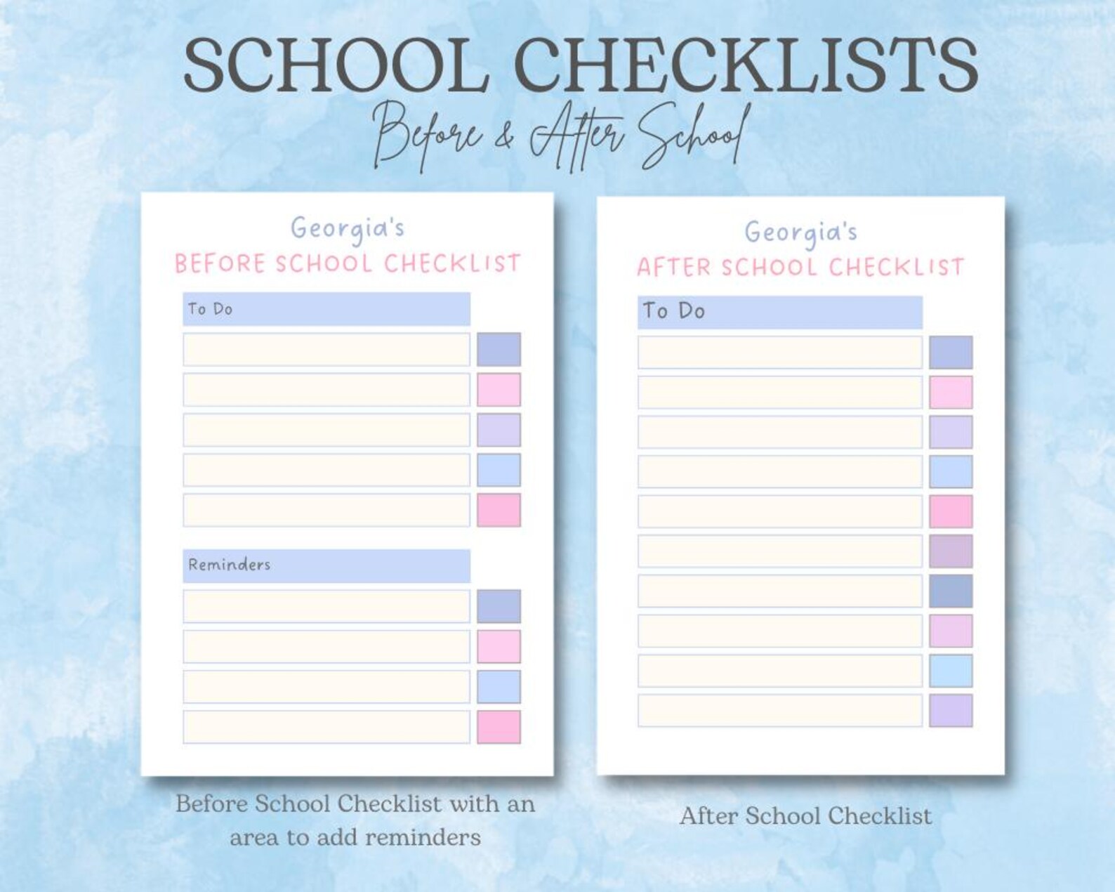 Printable School Checklist, Daily Routine Organizer, To-do List ...