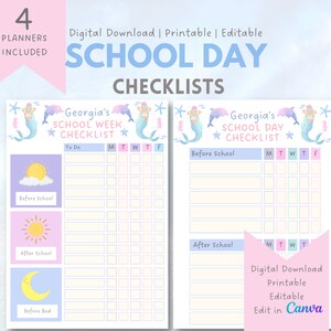 Printable School Checklist Daily Routine Organizer To-do - Etsy