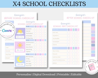 Printable School Checklist, Daily Routine Organizer, To-do Printable ...