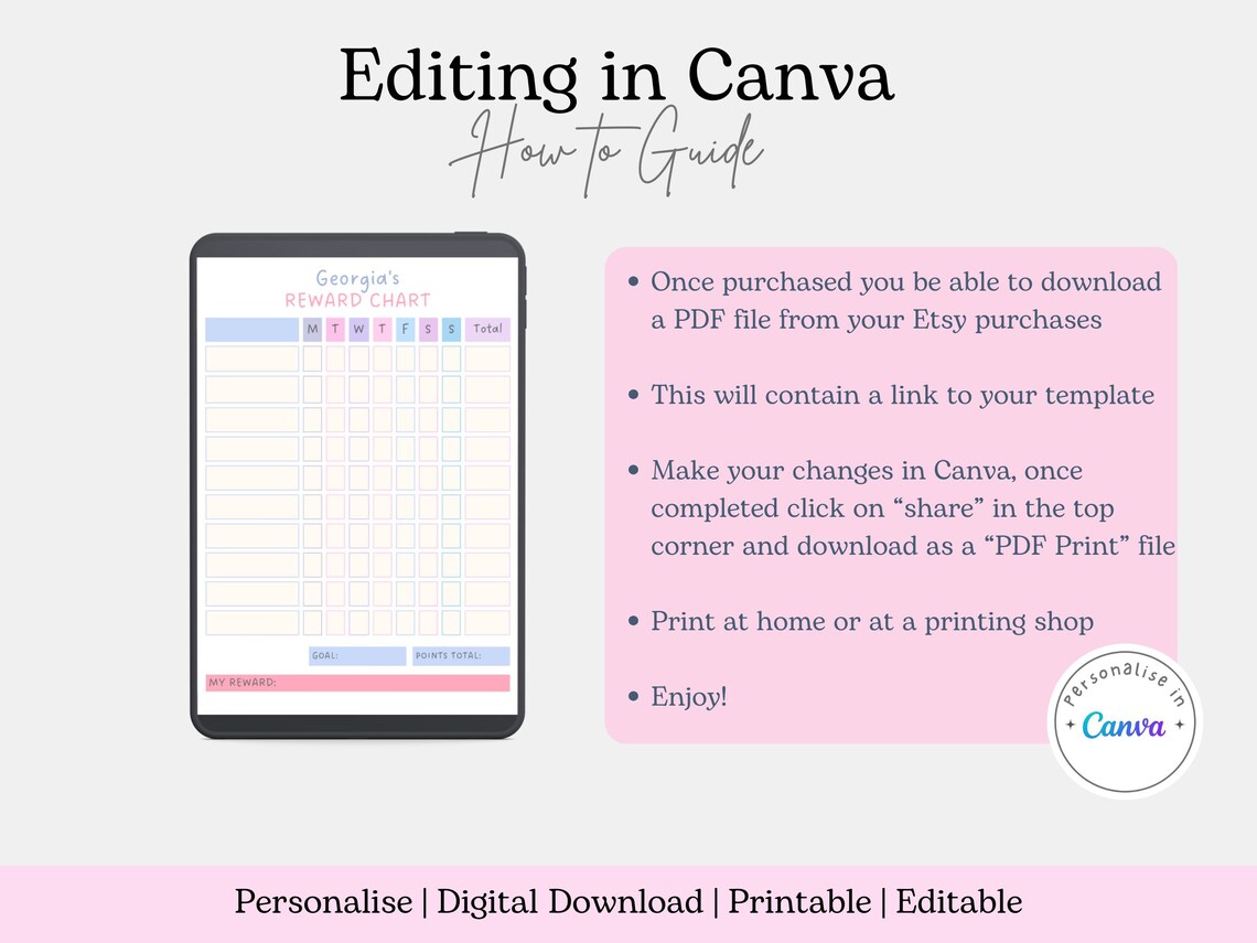 Editable Chore Chart, Printable Chore Chart, Kinds Chart Printable ...